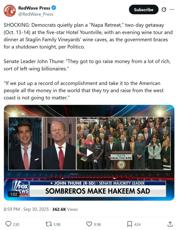 Instapundit » Blog Archive » NAPA NITWITS: What Democrats Are Doing During Schumer Shutdown Says ...